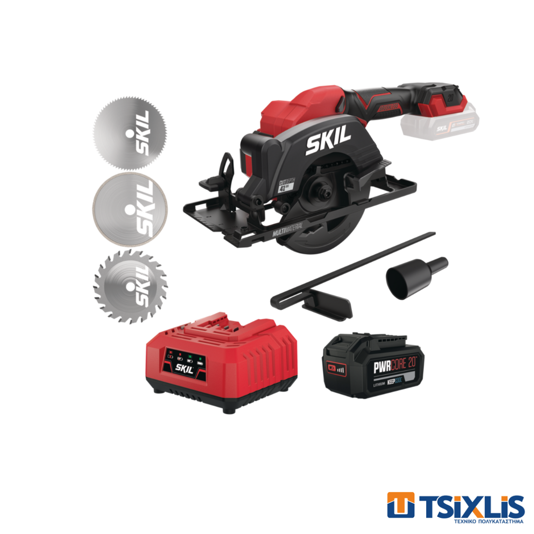 Σετ Δισκοπρίονο Compact Μπαταρίας 20V & Μπαταρία 4,0Ah + Φορτιστής 2,4Α Skil 3540CA - (D00253)